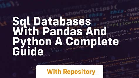 Sql Databases With Pandas And Python A Complete Guide Youtube