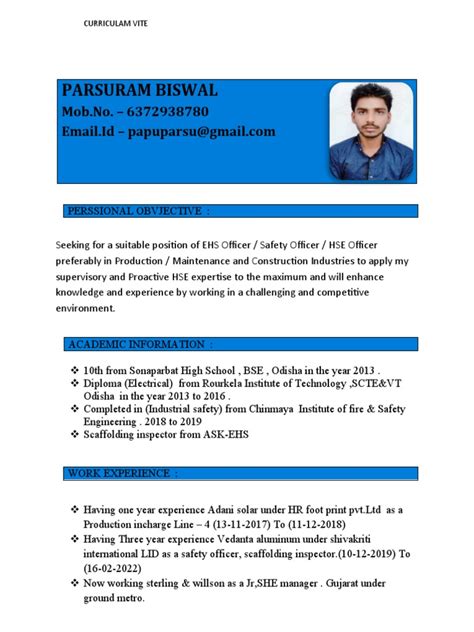 Parsuram Biswal Resume 7 Pdf