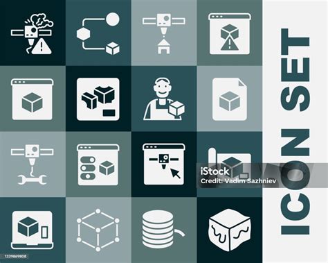 Isometric 큐브 엔지니어링용 그래프 용지 파일 3d 프린터 하우스 경고 및 그래픽 디자이너 아이콘을 설정합니다 벡터 3차원 형태에 대한 스톡 벡터 아트 및 기타