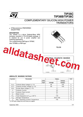 TIP C Datasheet PDF STMicroelectronics