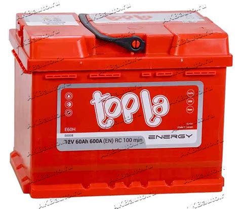 Аккумулятор автомобильный Topla Energy 60 А/ч 600 А обр. пол. 108060 ...