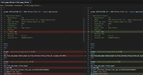 Compare 2 Oracle Apex Pages