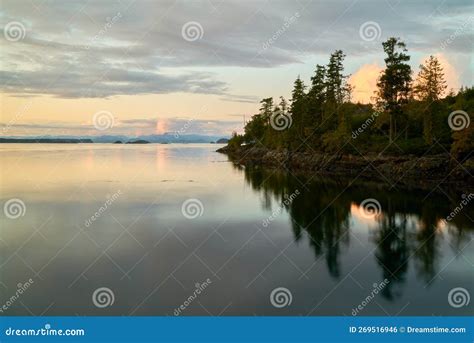 Telegraph Cove Johnstone Strait Dusk Vancouver Isla Foto De Archivo