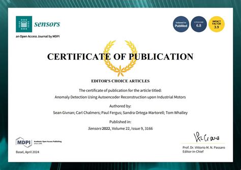 Editors Choice Article Anomaly Detection Using Autoencoder Sensors Mdpi