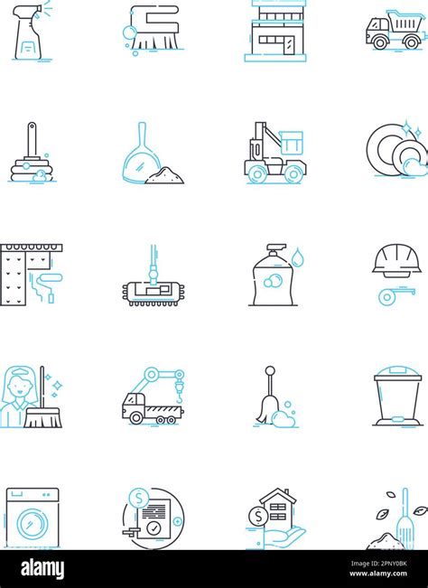 spring cleaning linear icons set decluttering organizing refreshing
