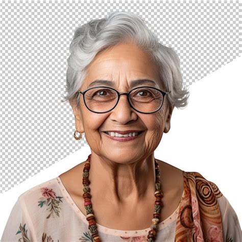 Premium PSD An Older Woman With Glasses And A Necklace On