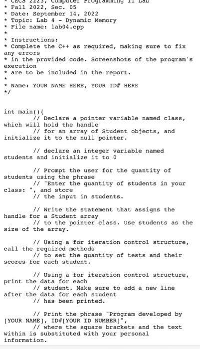 Solved Cecs 2223 Computer Programming Ii Lab Fall