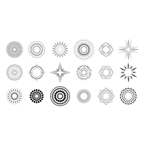 Premium Vector Set Abstract Collection Round Circles Starburst