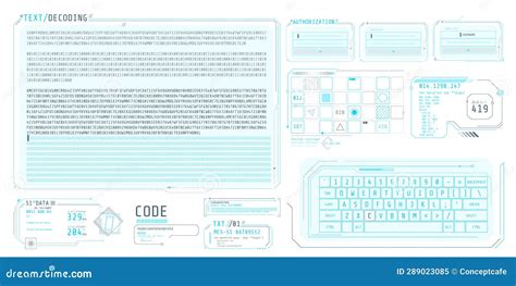 Hud Interface Elements For Decoding Data Screen Stock Illustration