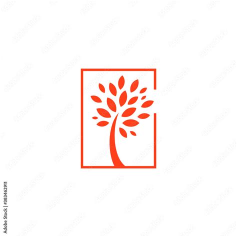 Logo Of A Tree Inside A Rectangular Outline Stock Vector Adobe Stock