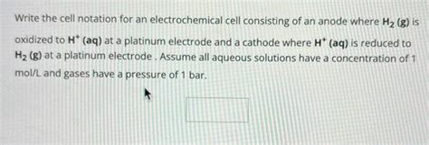 Solved Write The Cell Notation For An Electrochemical Cell Chegg