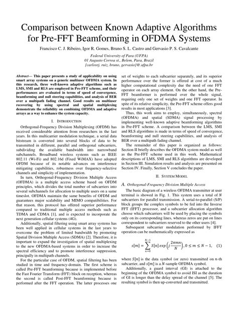 Pdf Comparison Between Known Adaptive Algorithms For Pre Fft