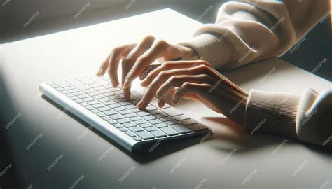 Premium Ai Image Focused Typing Hands On A Sleek Keyboard