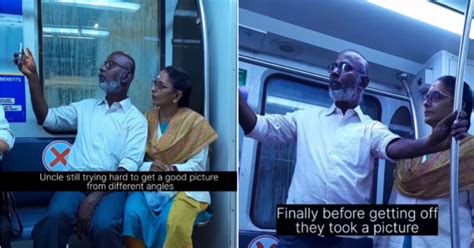 Old Couple Tries To Take Selfie Inside Metro
