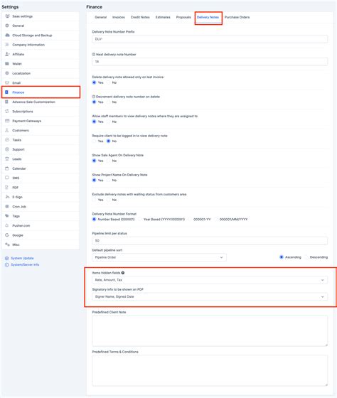Configuration Delivery Notes For Perfex Crm