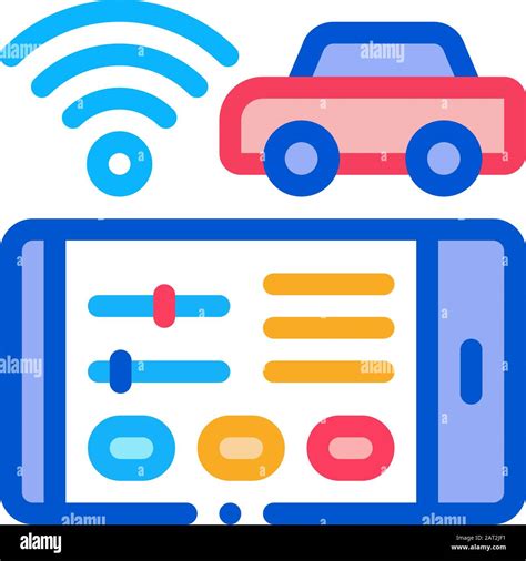 Geolocation Machines Via Wi Fi Icon Vector Outline Illustration Stock