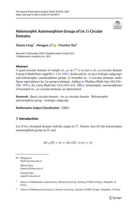 PDF Holomorphic Automorphism Groups Of M Circular Domains