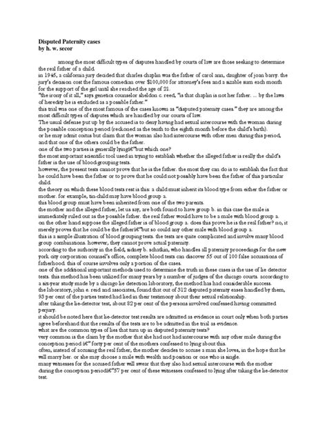 Disputed Paternity Cases Pdf Polygraph Evidence