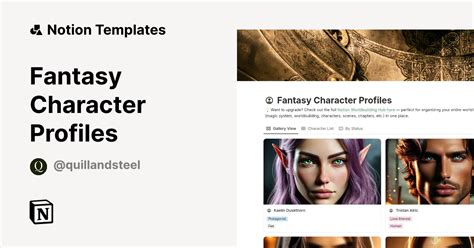 Fantasy Character Profiles Template Notion Marketplace