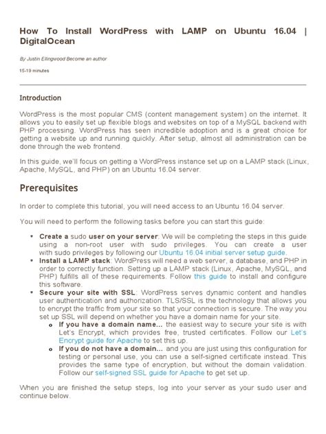 how to install wordpress with lamp on ubuntu 16 04 pdf pdf word