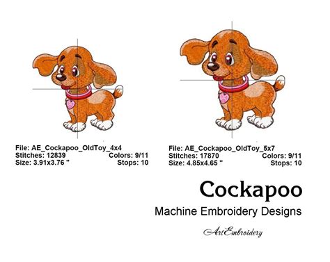 Cockapoo Dog Machine Embroidery Animal Design In Cartoon Etsy
