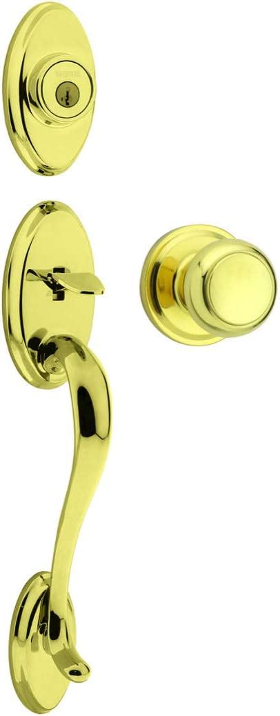 Weiser Shelburne Troy Brass Exterior Handleset Polished Brass Front Door Knob Set Entry Door