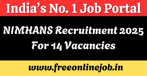 Nimhans Recruitment 2025 Online Applications Started For 14 Vacancies