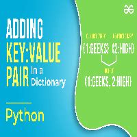 Python Program To Add Key Value Pair To Dictionary Geeksforgeeks Videos