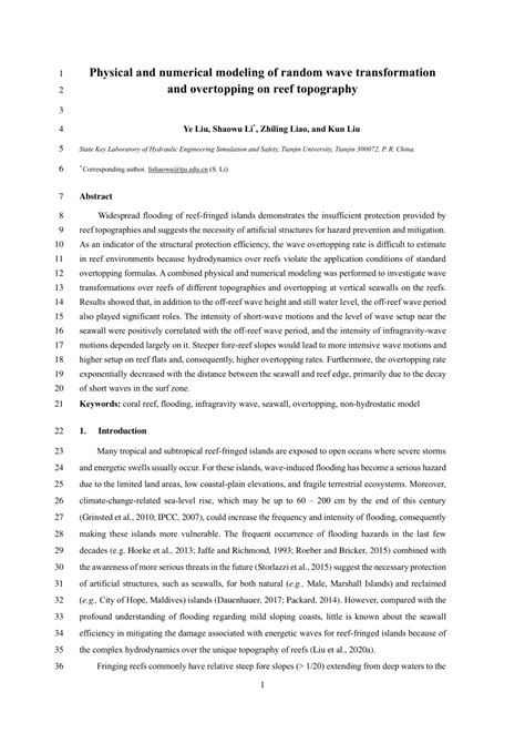 Pdf Physical And Numerical Modeling Of Random Wave Transformation And