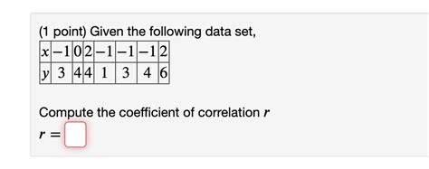 Solved 1 ﻿point ﻿given The Following Data Setcompute The