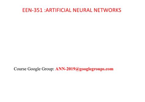Ann2019 L1 Ann2019 L1 Een 351 Artificial Neural Networks