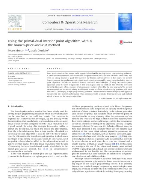 pdf using the primal dual interior point algorithm within the branch