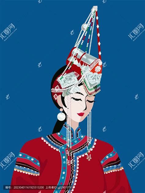 畲族女孩插画人物 花瓣网