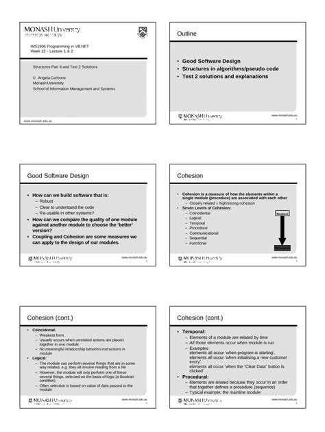 PDF Good Software Design Cohesion Monash University Examples Elements All Occur