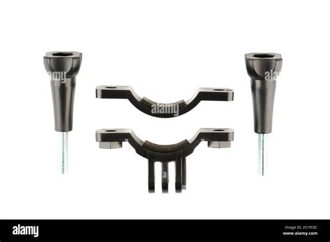 Black Metal Hardware Components Including Mounting Brackets And Screws