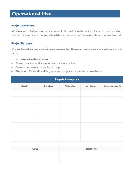Operational Plan Template Word Free Prntbl Concejomunicipaldechinu Gov Co