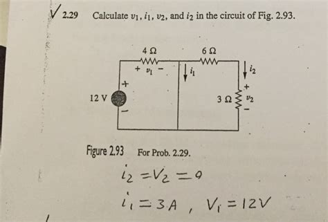 Solved 2 29 Calculate Vi I1 V2 And I2 In The Circuit Of Chegg Com