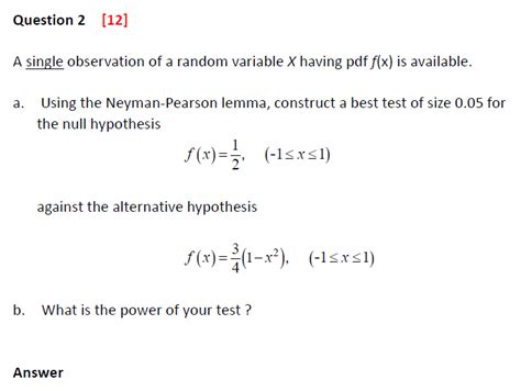 solved question 2 [12] a single observation of a random