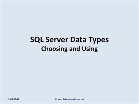 PPT SQL Server Data Types Choosing And Using PowerPoint Presentation ID