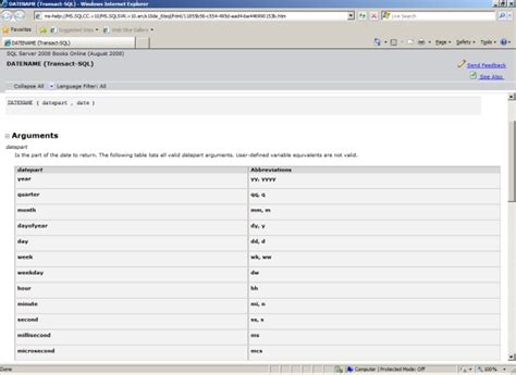T Sql Sql 2008 R2 Datename Stack Overflow