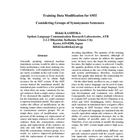 Training Data Modification For Smt Considering Groups Of Synonymous