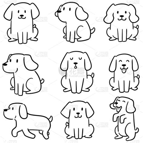 狗线条画可爱的小狗华丽的性格创造力宠物布置收集素材 花瓣网