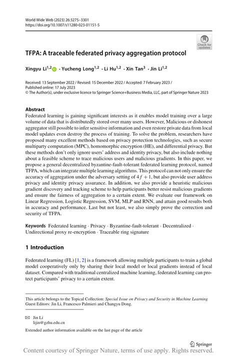 Tfpa A Traceable Federated Privacy Aggregation Protocol