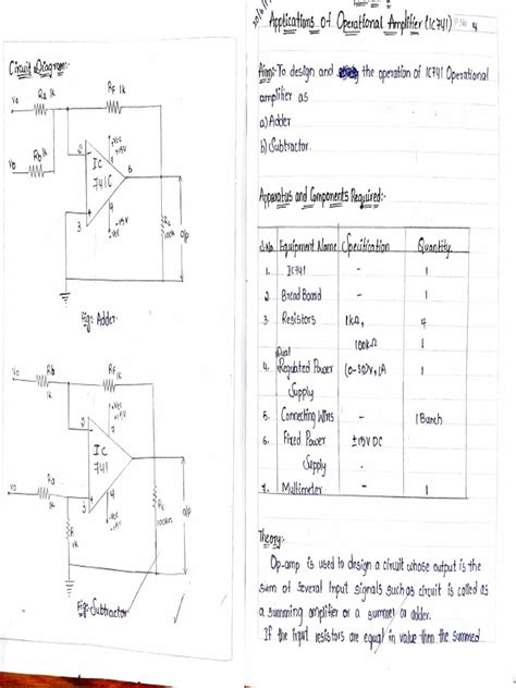 experiment 1 op amp as a summer and subtractor download free pdf
