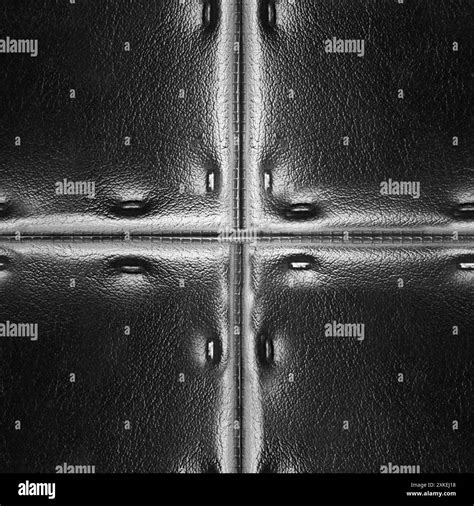 Seamless 4k Photo Texture Photo Of Black Colored Leather Material Seamed Surface With Stitching