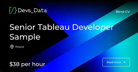 Senior Tableau Developer Sample Devsdata