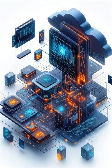 3d illustration depicting futuristic web development and coding technology stock illustration