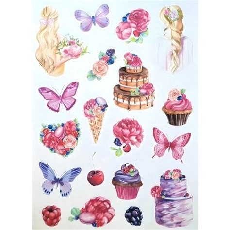 خرید و قیمت پک استیکر کیک و شیرینی کیوت صورتی دخترانه ترند ترب