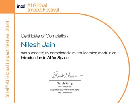 Today I Got My Second Certificate Of Introduction To Ai For Space