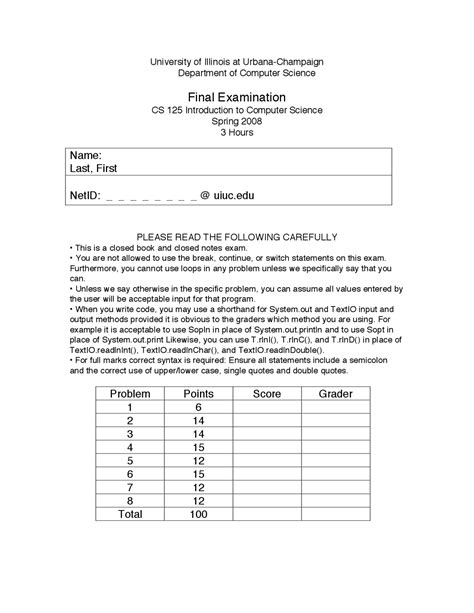 8 solved problems on introduction to computer science final